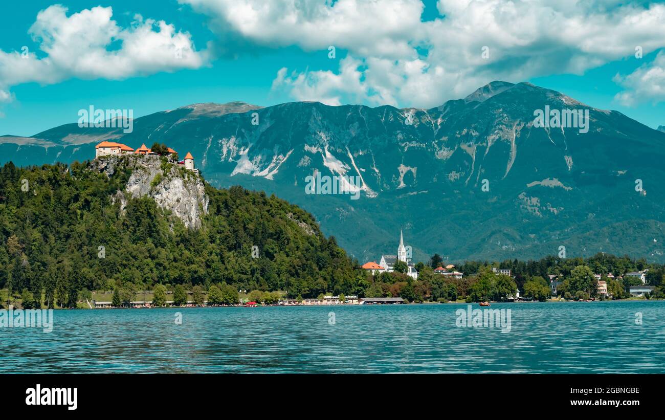 Mesmerizing view of Bled Castle, Lake Bled, Julian Alps, Slovenia ...