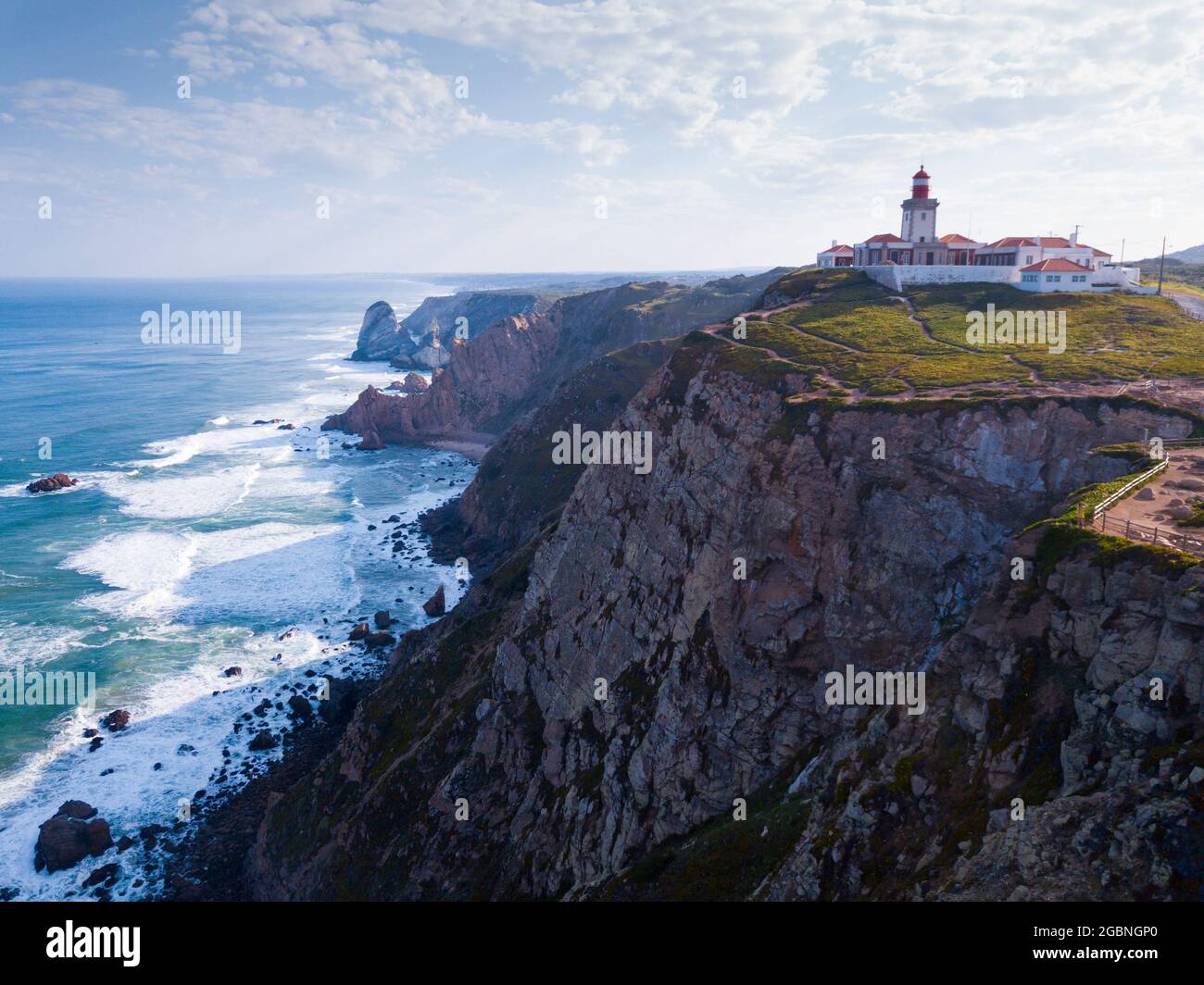 Aerial view of lighthouse at Cabo da Roca Stock Photo - Alamy