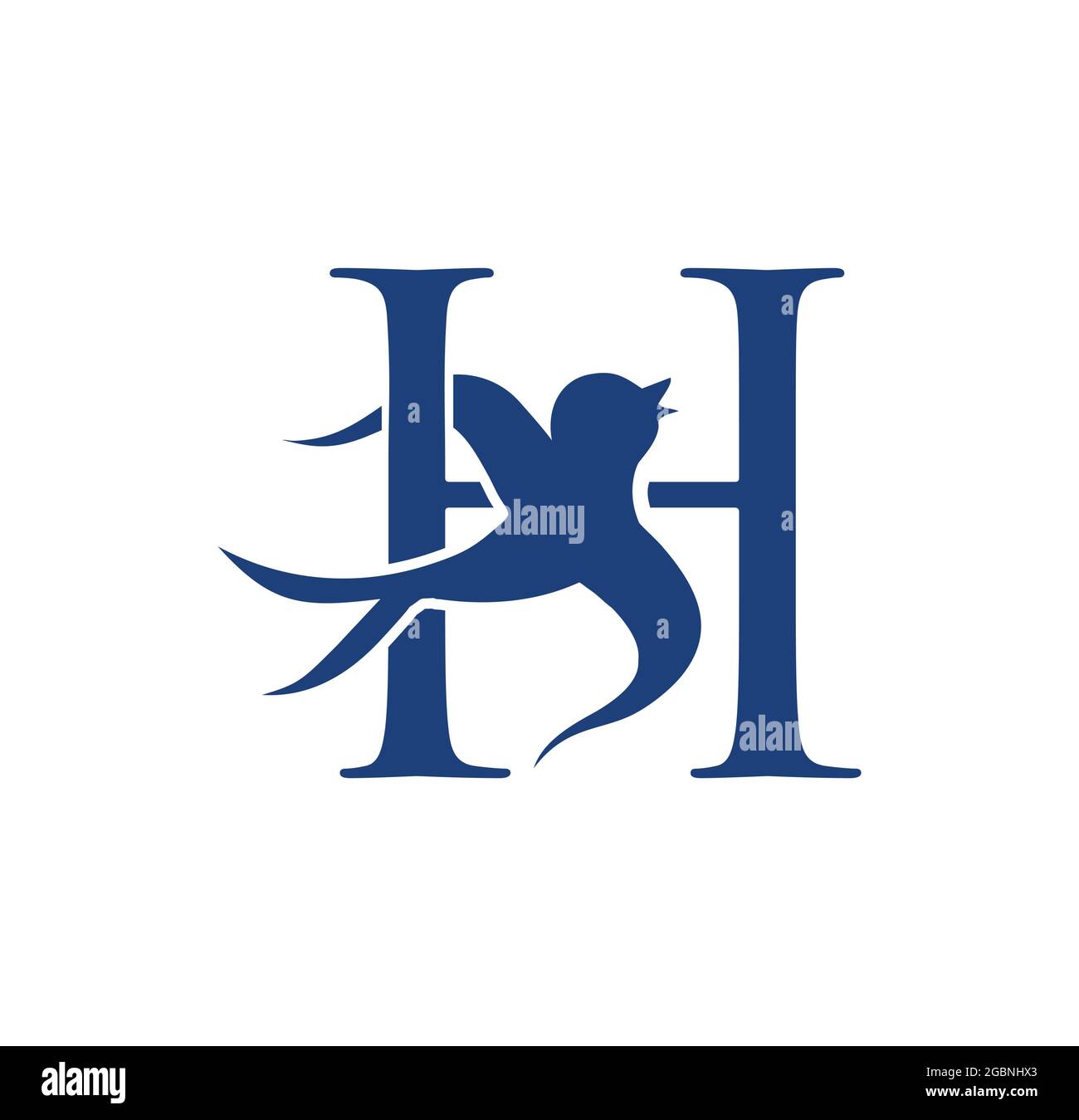 A Vector Illustration of Swallow Bird Initial Letter H Stock Vector ...