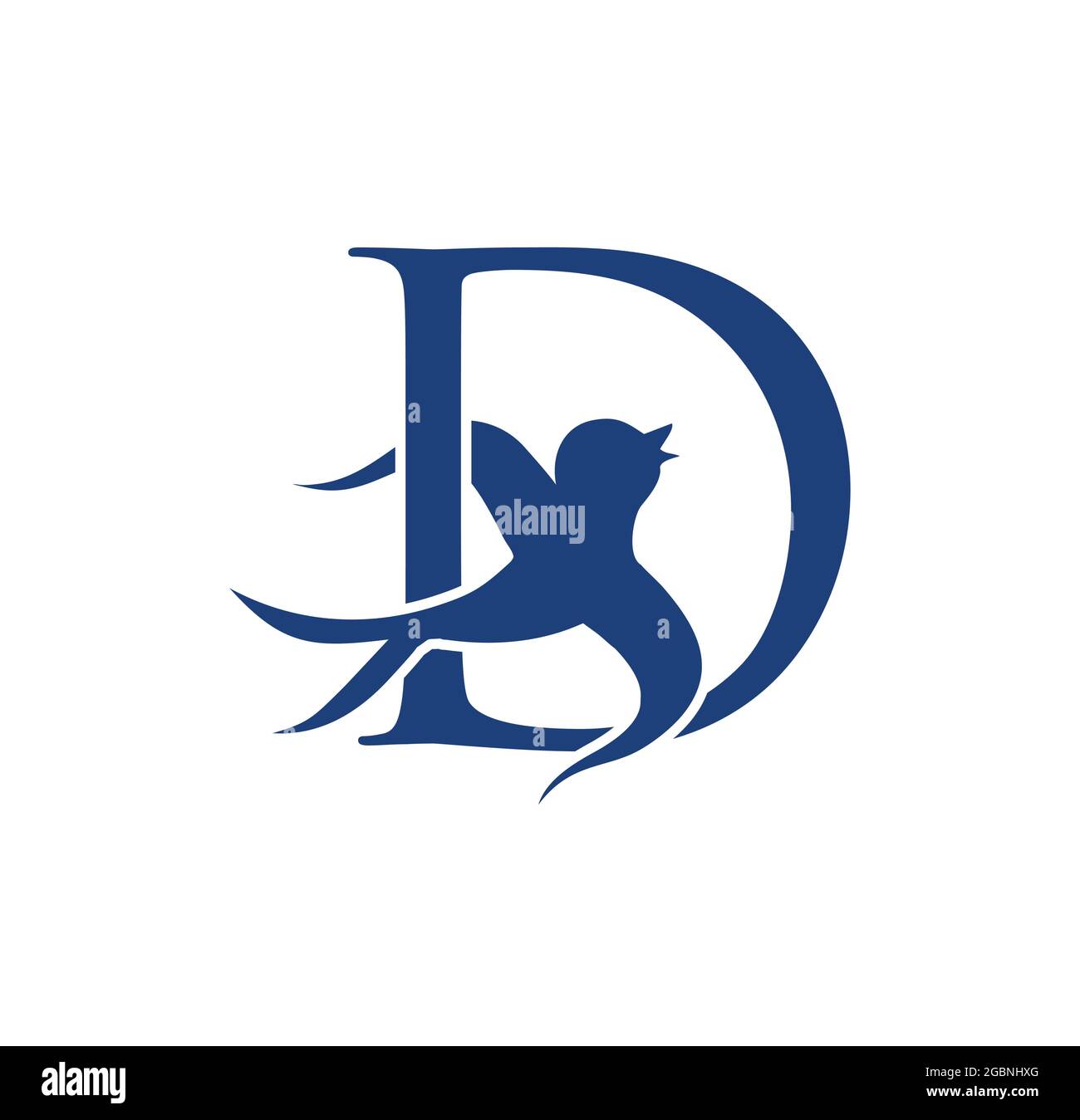 A Vector Illustration of Swallow Bird Initial Letter D Stock Vector ...