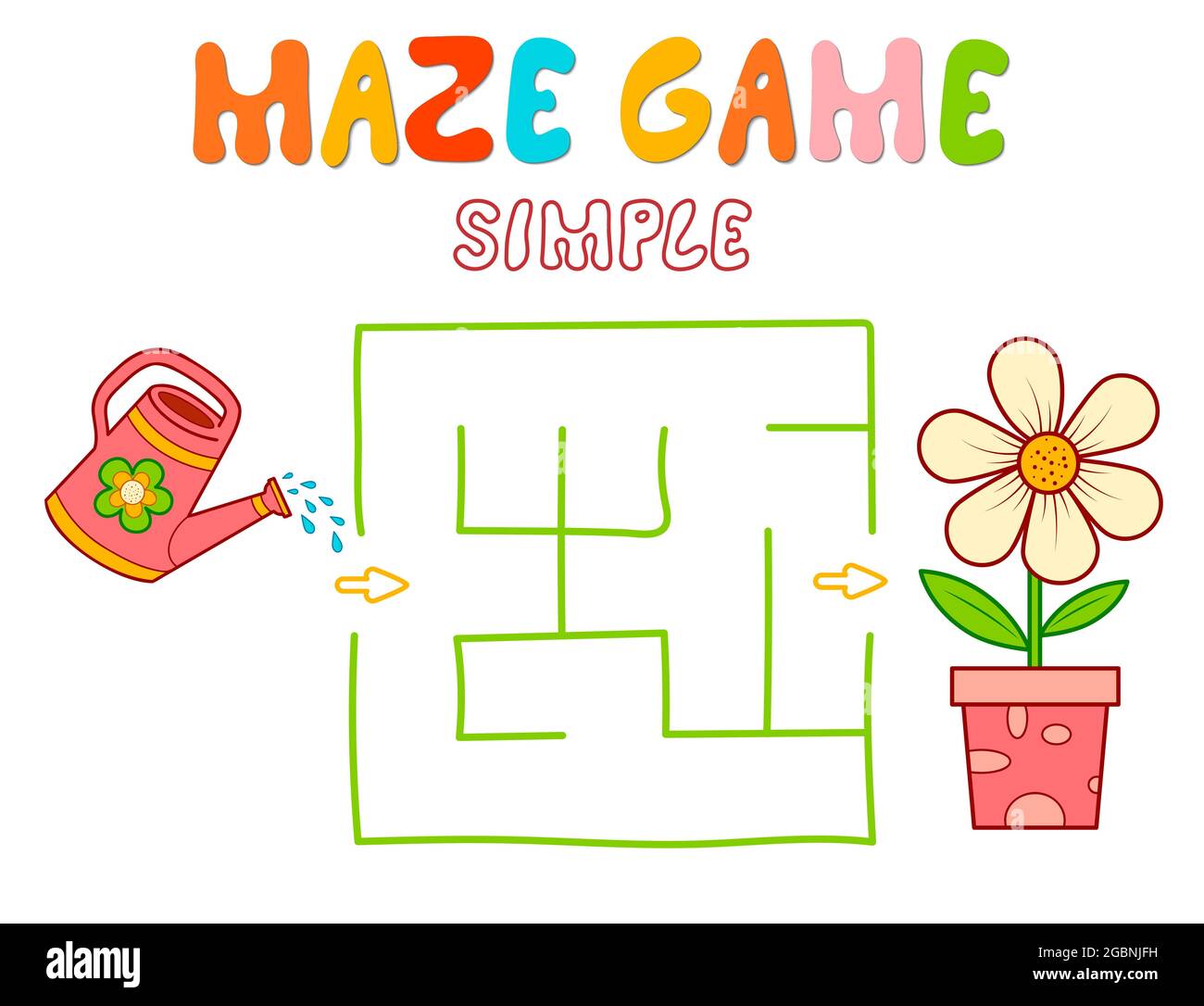 Simple Maze puzzle game for children. Color simple maze or labyrinth ...