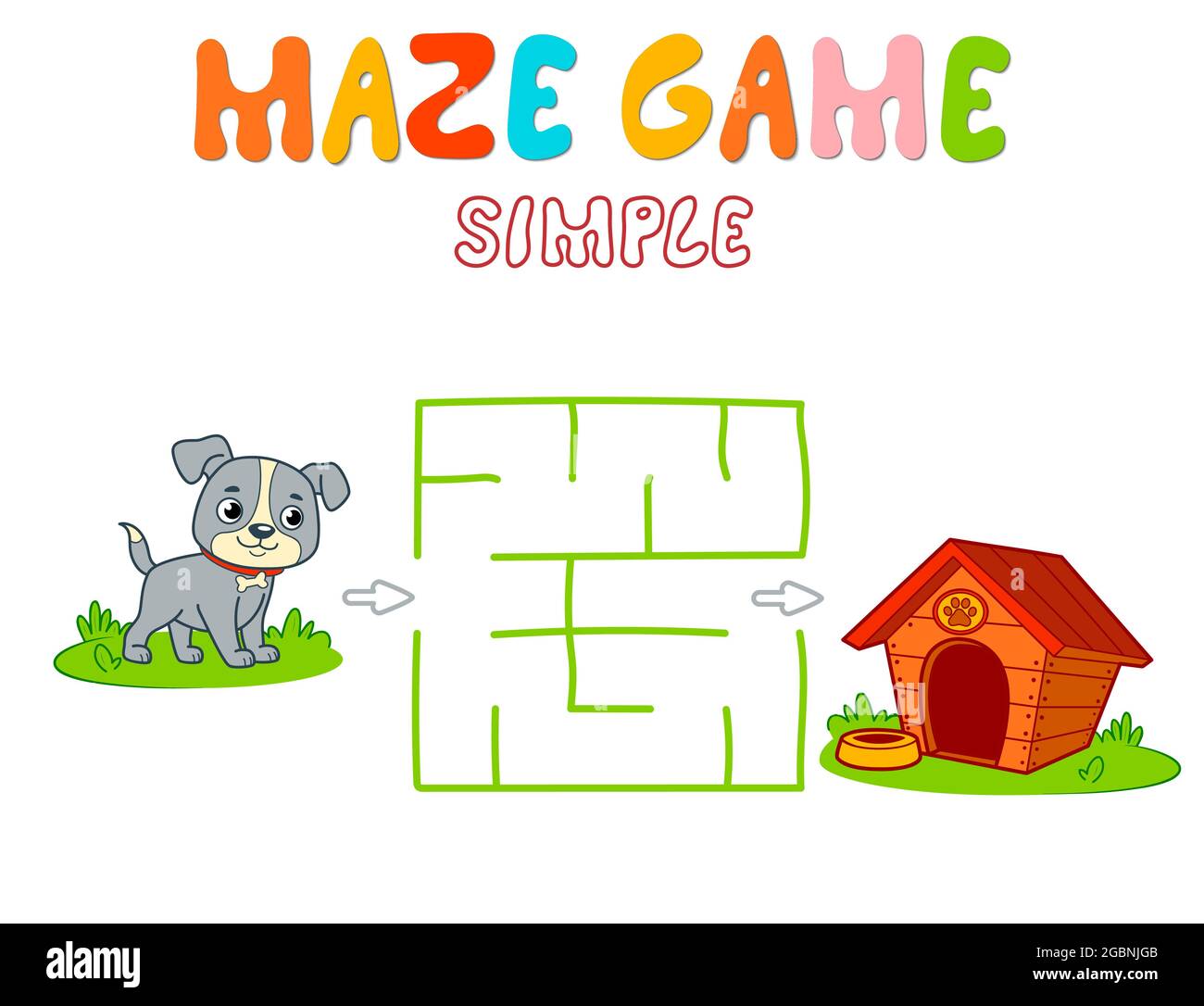 Simple Maze puzzle game for children. Color simple maze or labyrinth ...