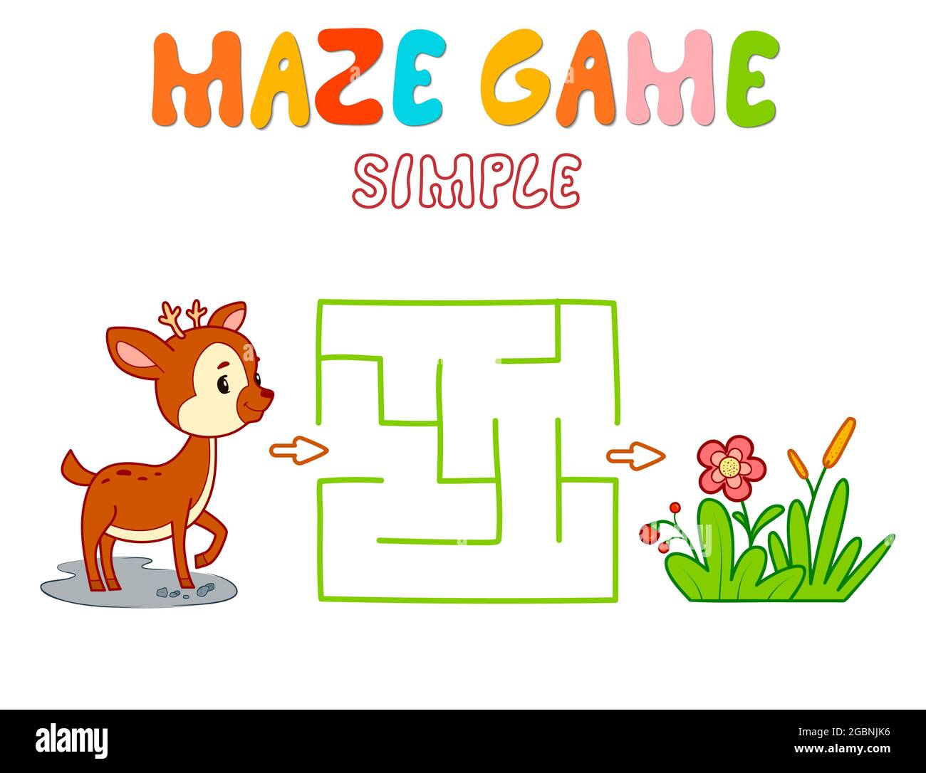 Simple Maze puzzle game for children. Color simple maze or labyrinth ...