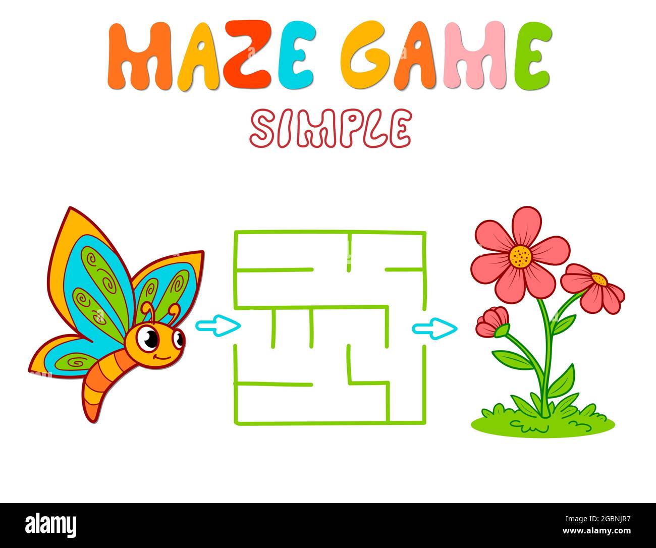 Simple Maze puzzle game for children. Color simple maze or labyrinth ... Simple Maze puzzle game for children. Color simple maze or labyrinth ...