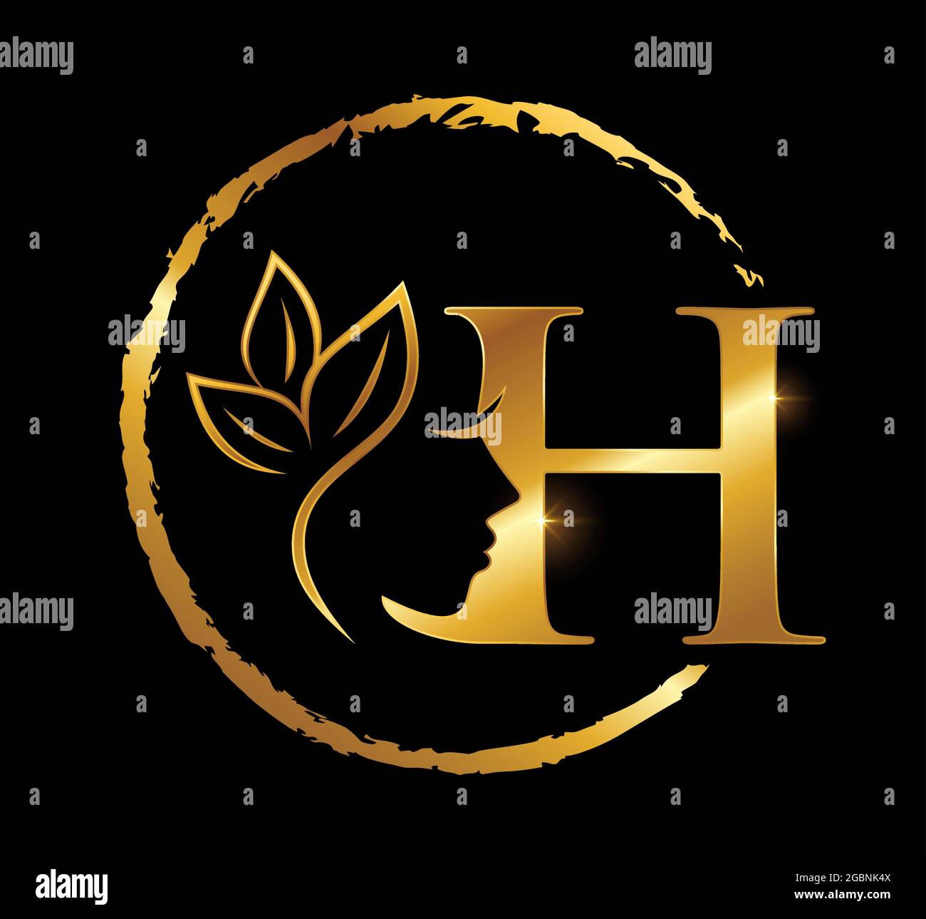 A vector Illustration of Golden Beauty Initial Letter H Stock Vector ...