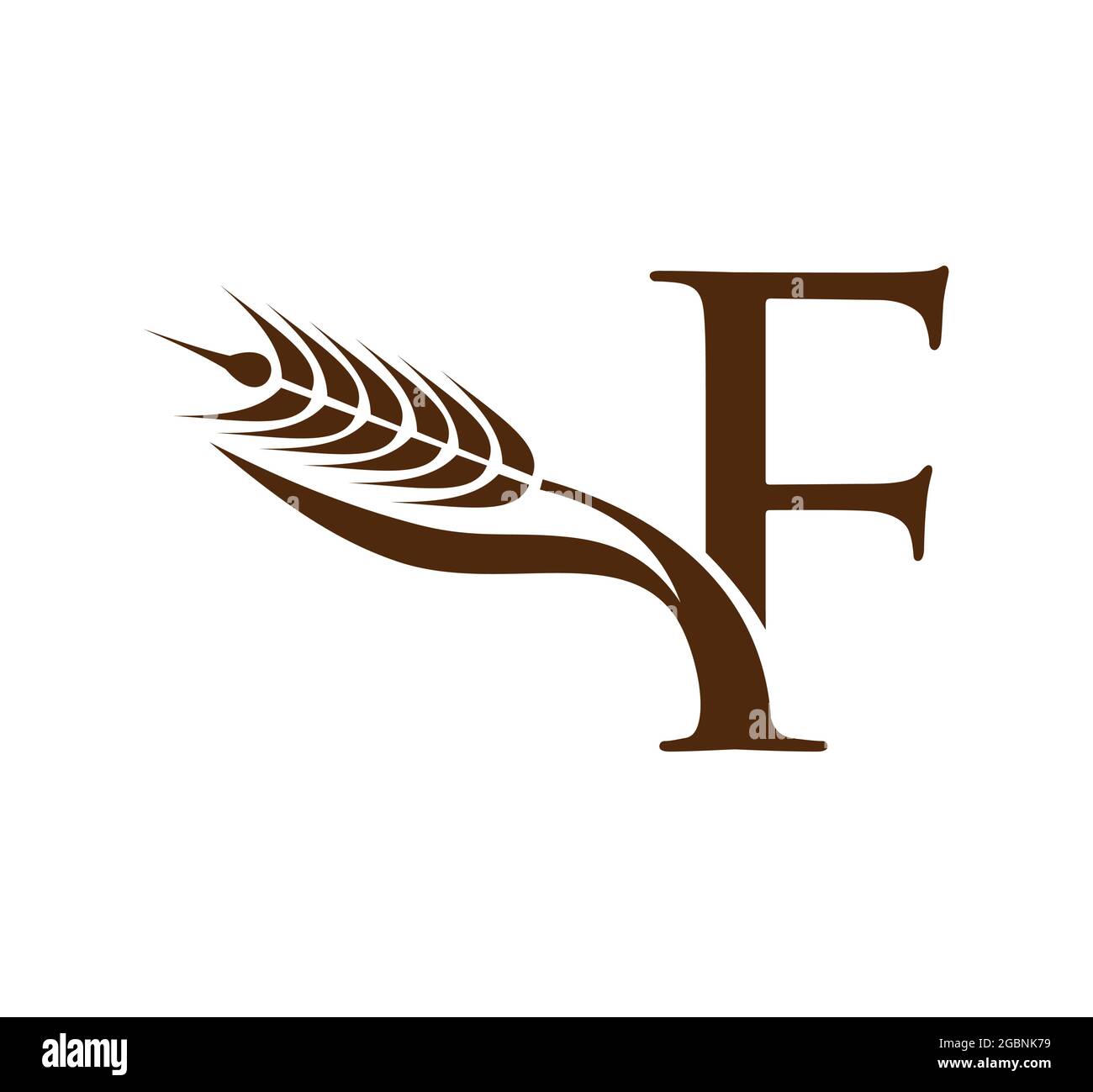 A vector illustration set of Grain and Wheat Monogram Initial Letter F Stock Vector Image & Art ...