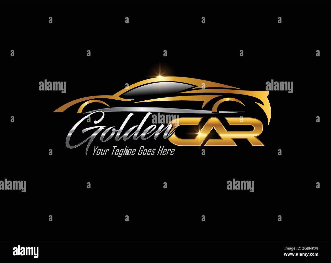 A Vector Illustration of Golden Sport Car Vehicle Logo Stock Vector ...