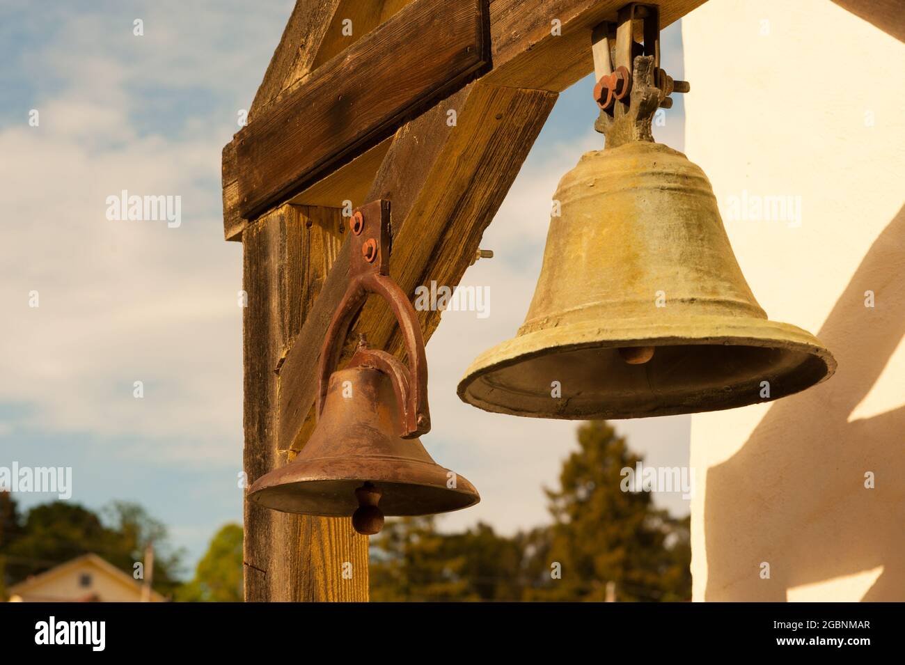 Mission bells at Mission San Rafael Arcangel, San Rafael, Marin County ...