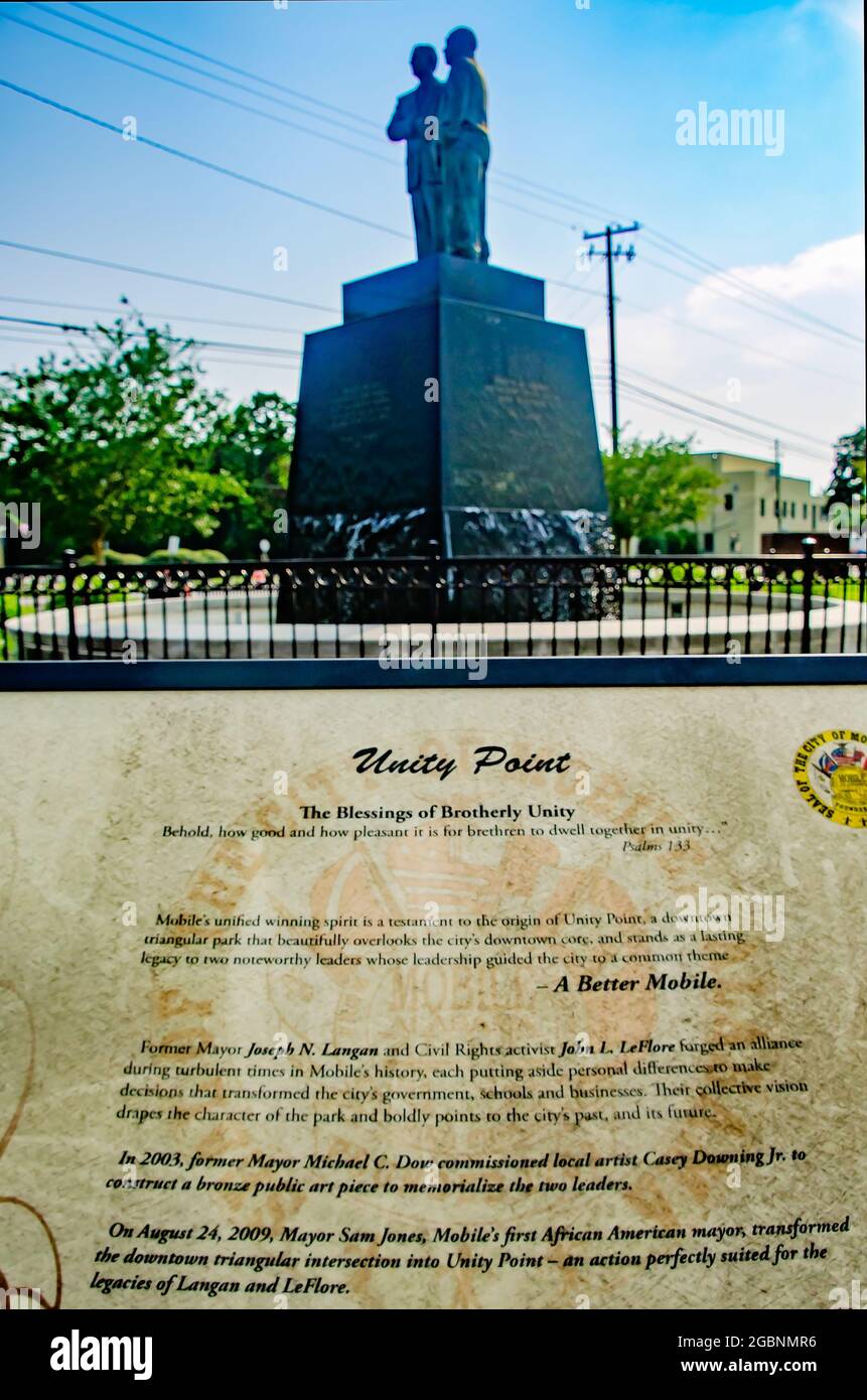 A plaque tells the story of Unity Point, Aug. 1, 2021, in Mobile ...