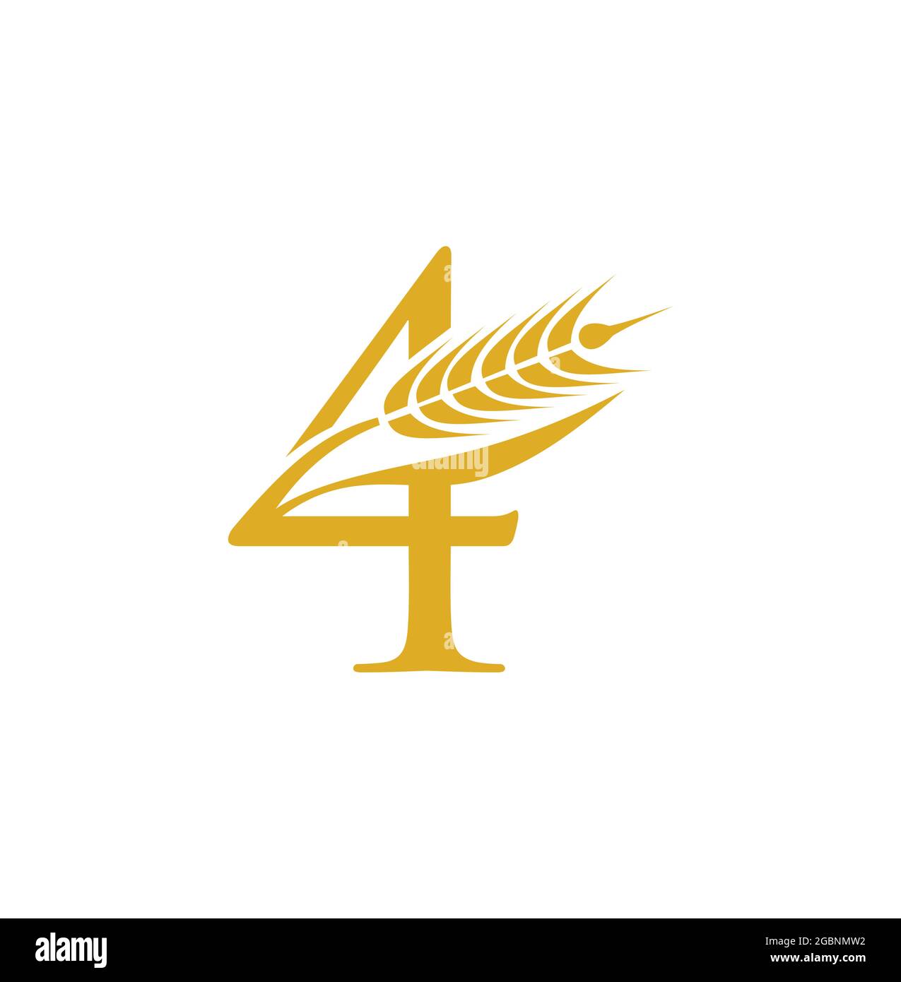 A Vector Illustration of Wheat Grain Initial Number 4 Stock Vector ...