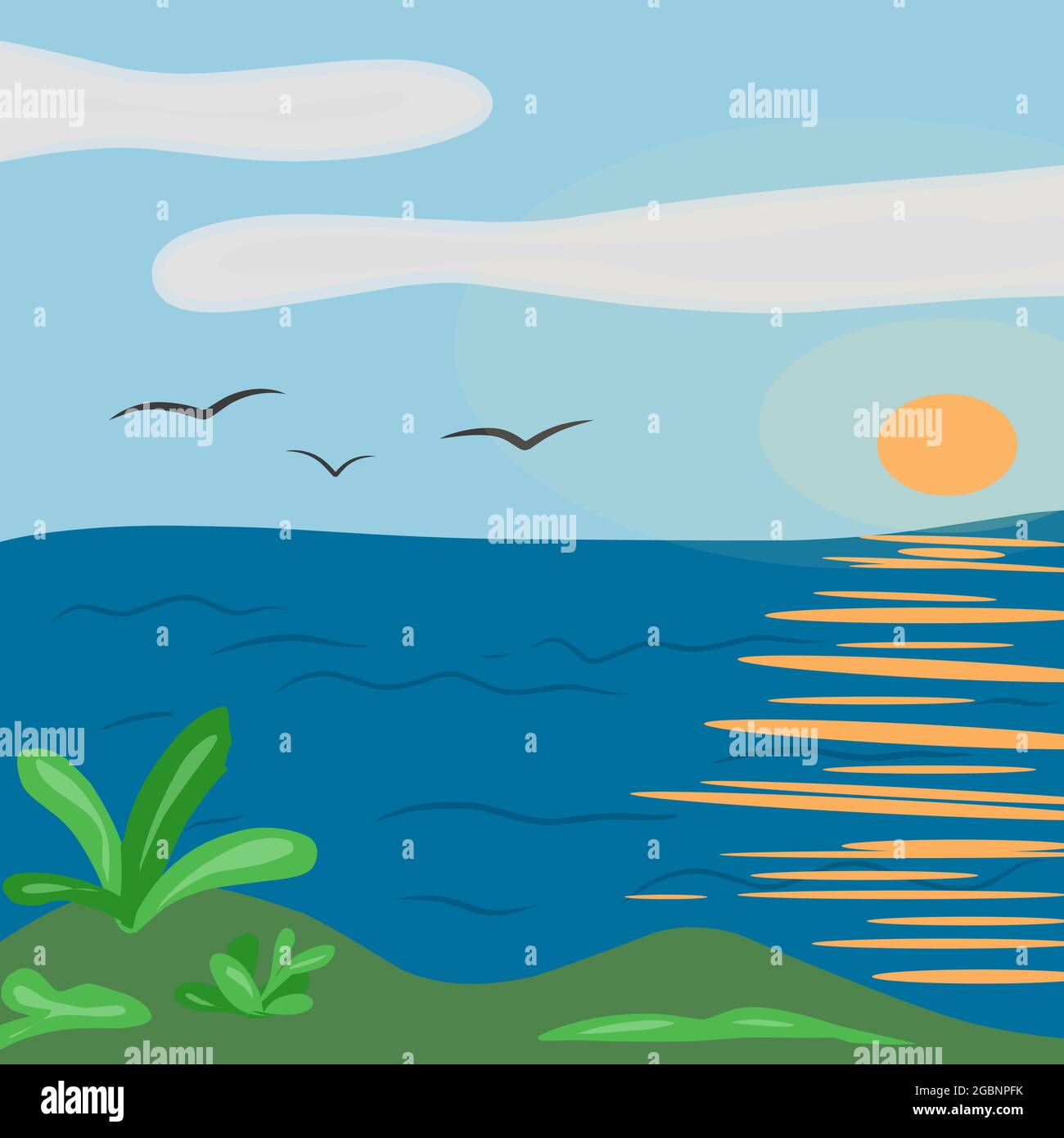 Golden seascape Stock Vector Images - Alamy