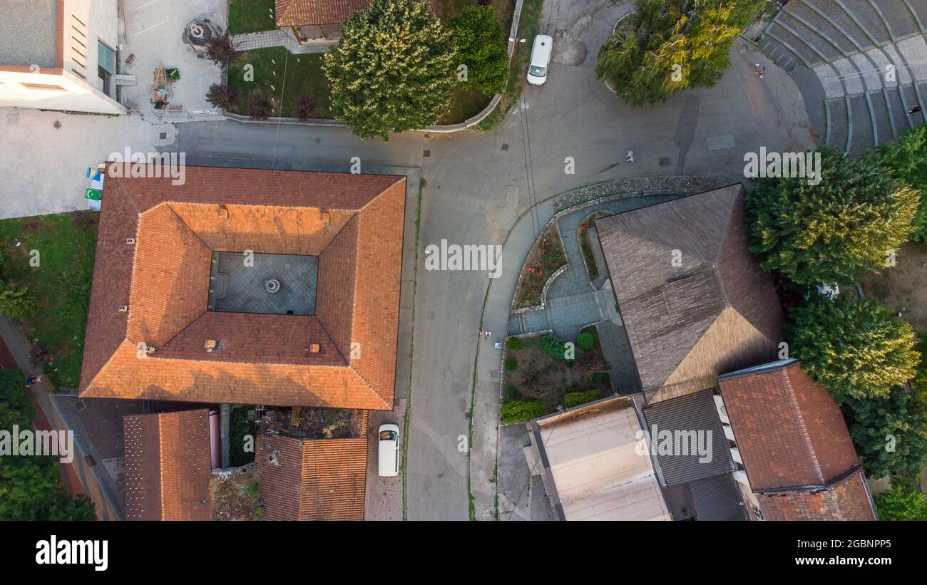 Aerial view of houses and streets in a village Stock Photo - Alamy