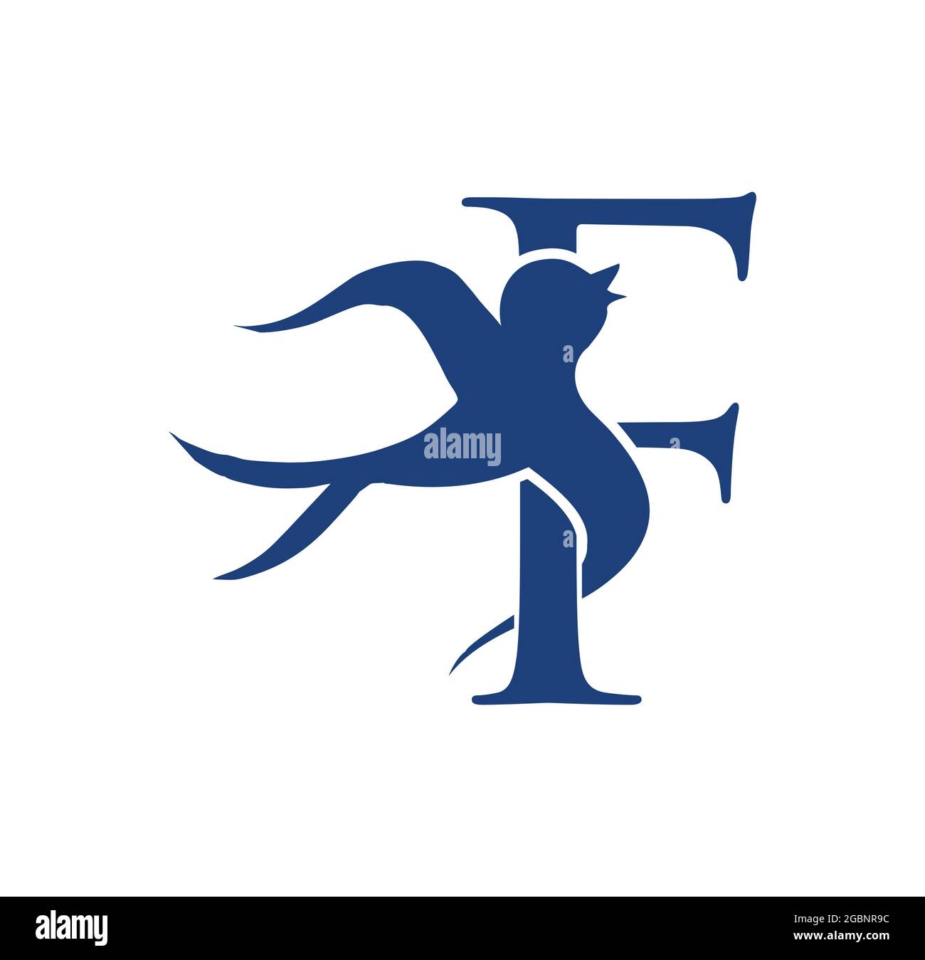 A Vector Illustration of Swallow Bird Initial Letter F Stock Vector ...