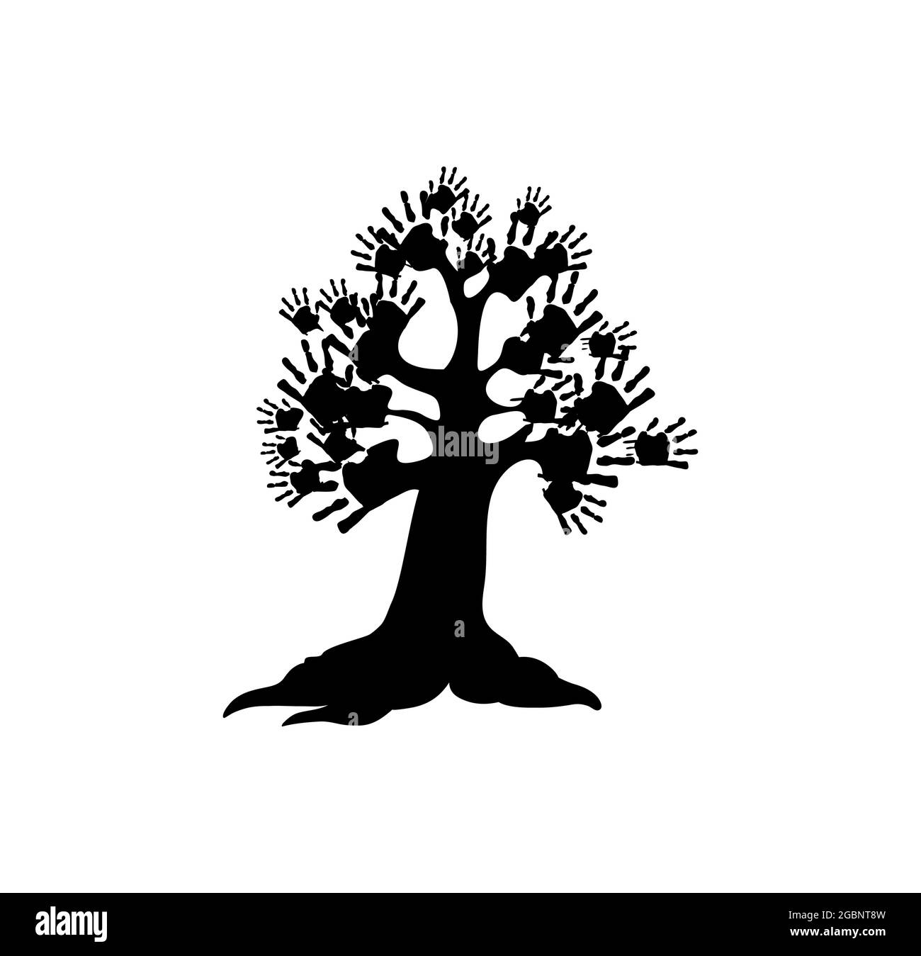 An Isolated Illustration of Hand Leaf Tree Vector Sign Stock Vector ...
