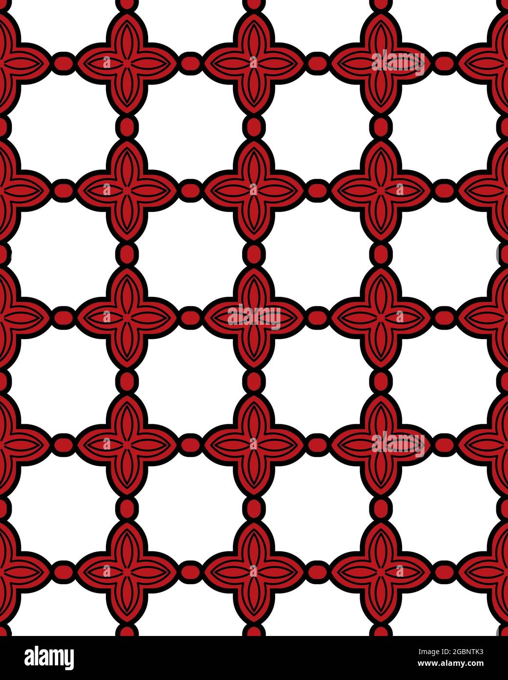 Seamless tile of geometric cross red patterns isolated on white ...