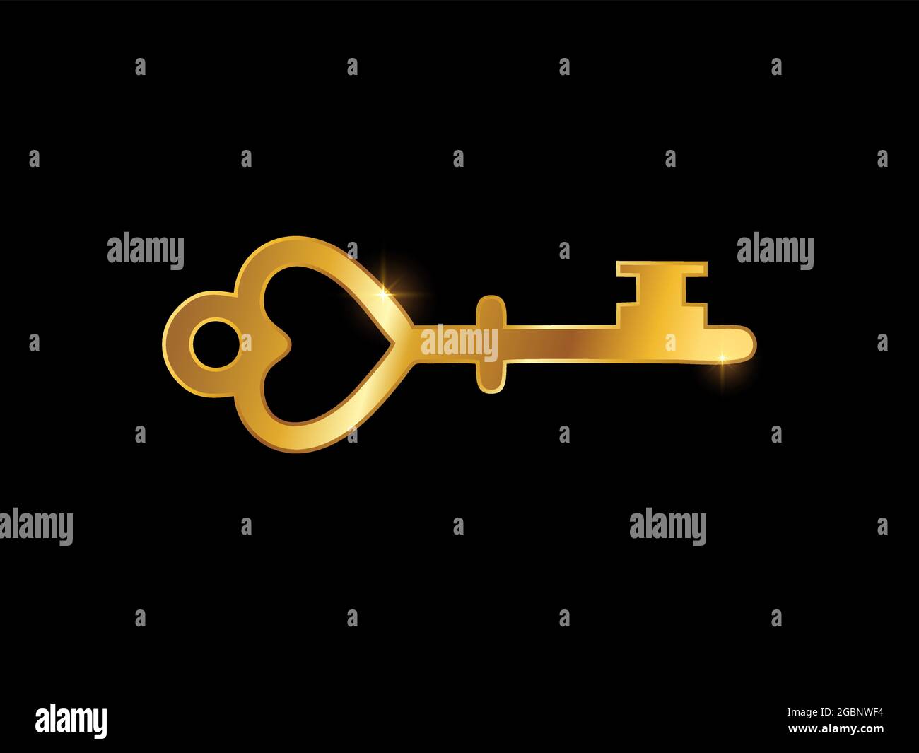 A Vector Illustration of Golden Love key glyph icon love Stock Vector ...