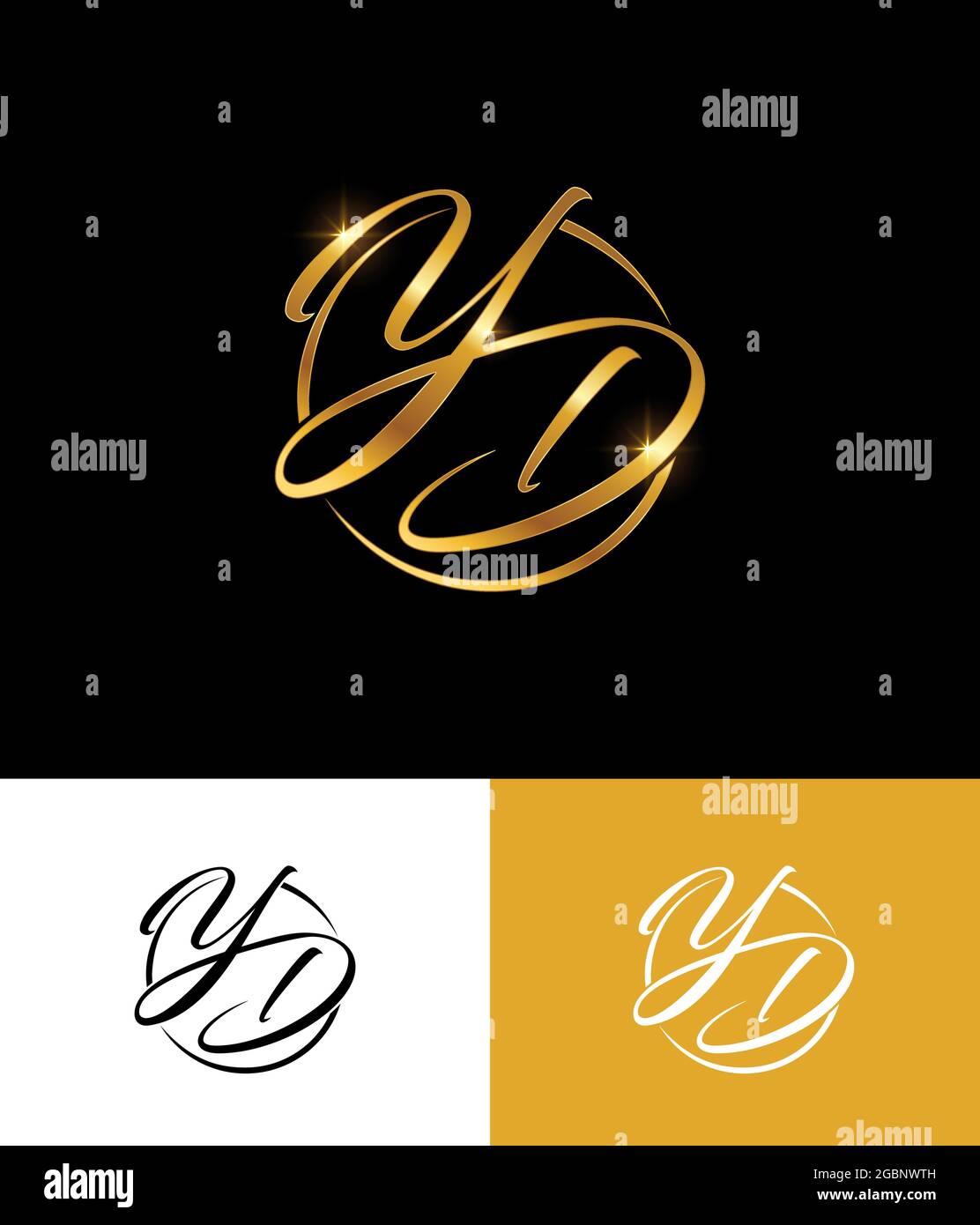 A Vector Illustration of Golden YDG MOnogram INitial Logo Stock Vector ...