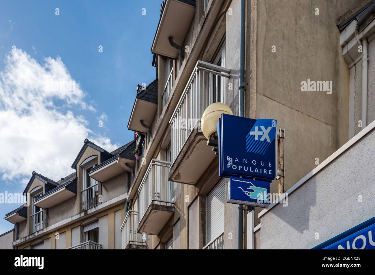 SABLE, FRANCE - Jul 22, 2021: A view of French Banque Populaire Logo on ...