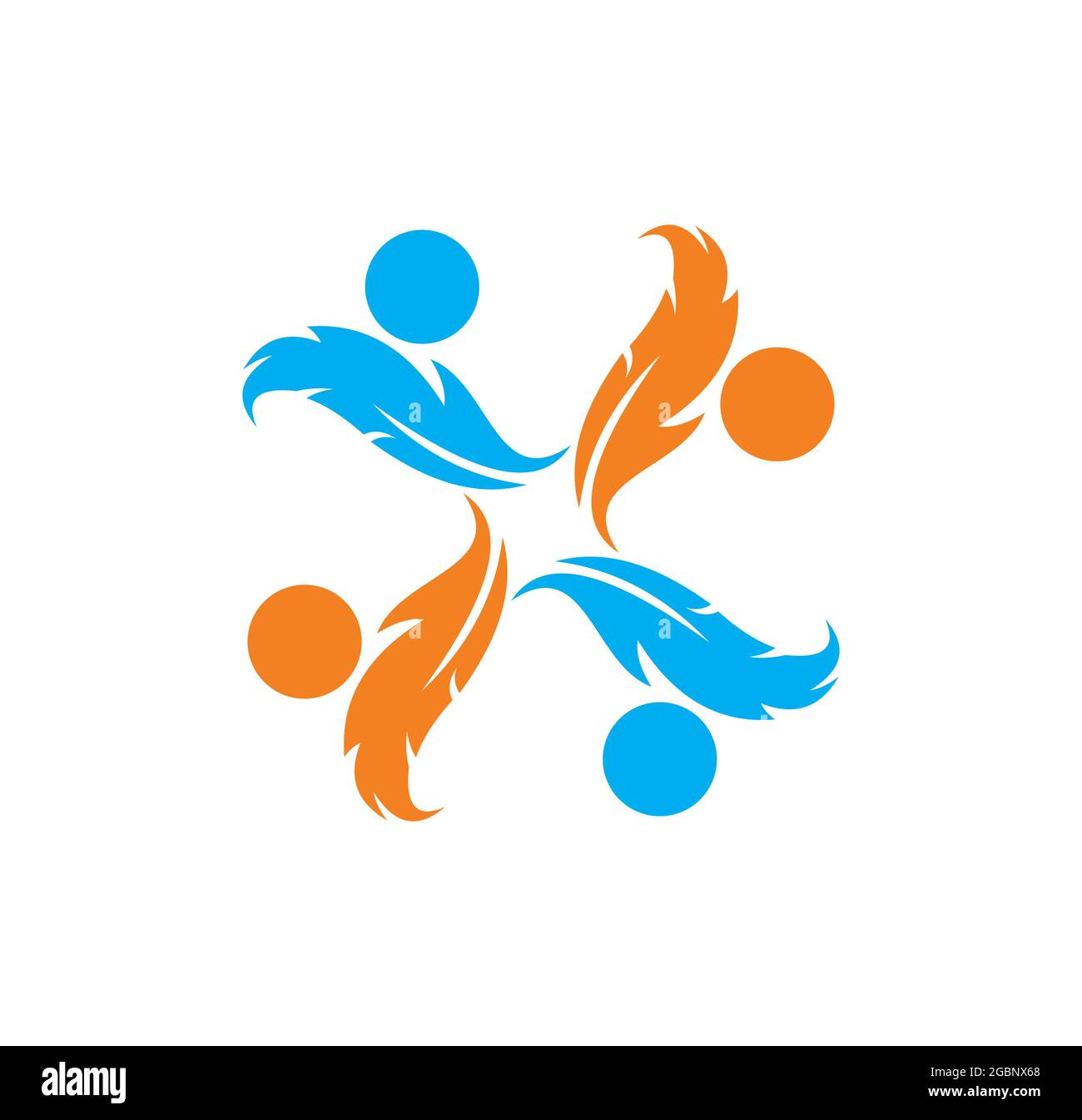 A Vector Illustration of Feather Rotation Logo Sign in blue and orange ...