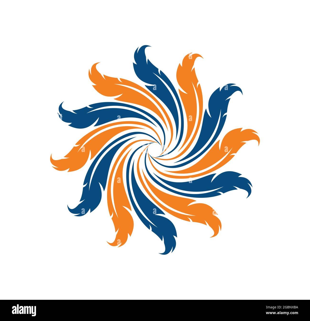 A vector Illustration of Feather Rotation Logo Sign in orange and blue ...