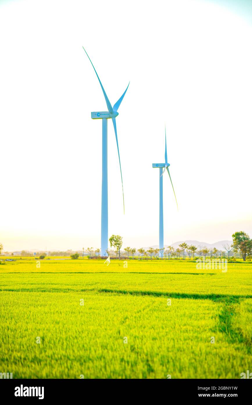 Nice wind turbines in NInh Thuan province southern Vietnam Stock Photo ...