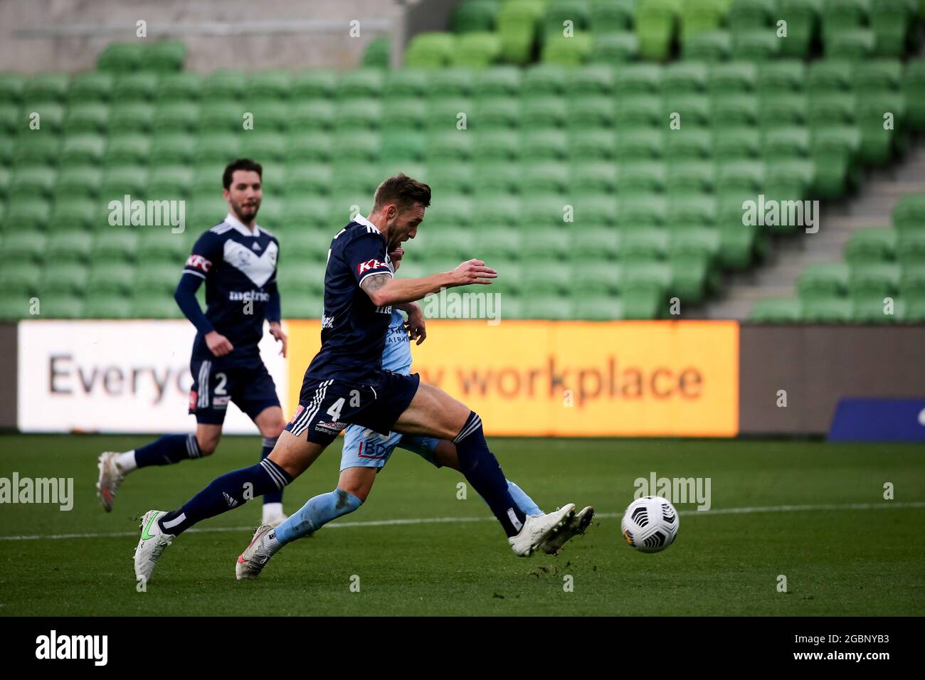 Nick Ansell of Melbourne Victory controls the ball. Credit: Dave ...