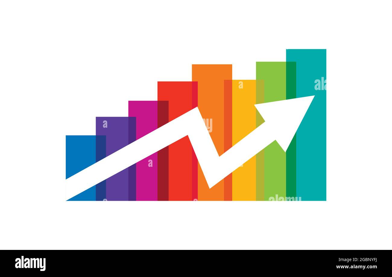 A Vector Illustration of Multicolor Bar with Rising Up Arrow Stock ...