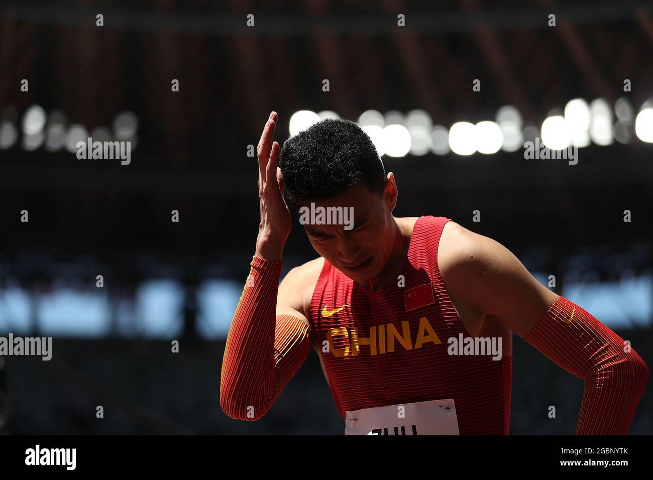 Tokyo, Japan. 5th Aug, 2021. Zhu Yaming of China reacts during the Men ...