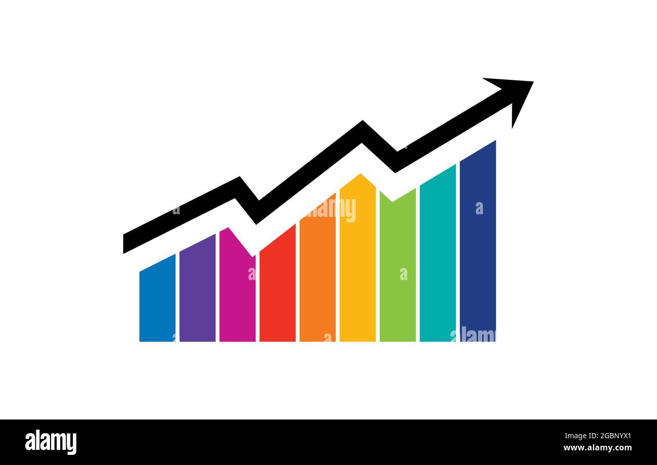 A vector Illustration of Multicolor Bar with Rising Up Arrow Stock ...