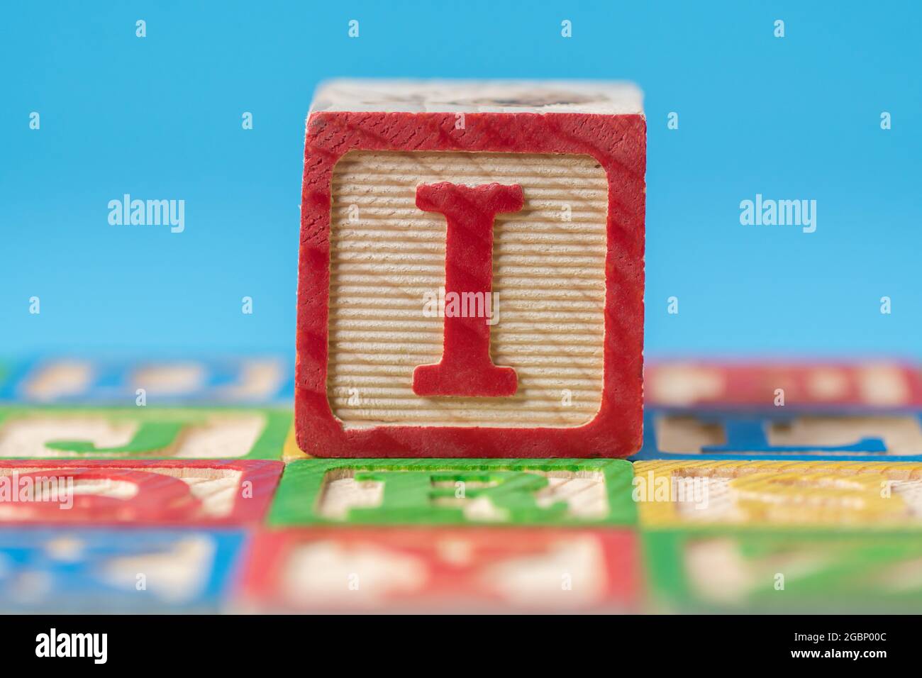 Letter "I" of education alphabet ABC wooden block Stock Photo - Alamy