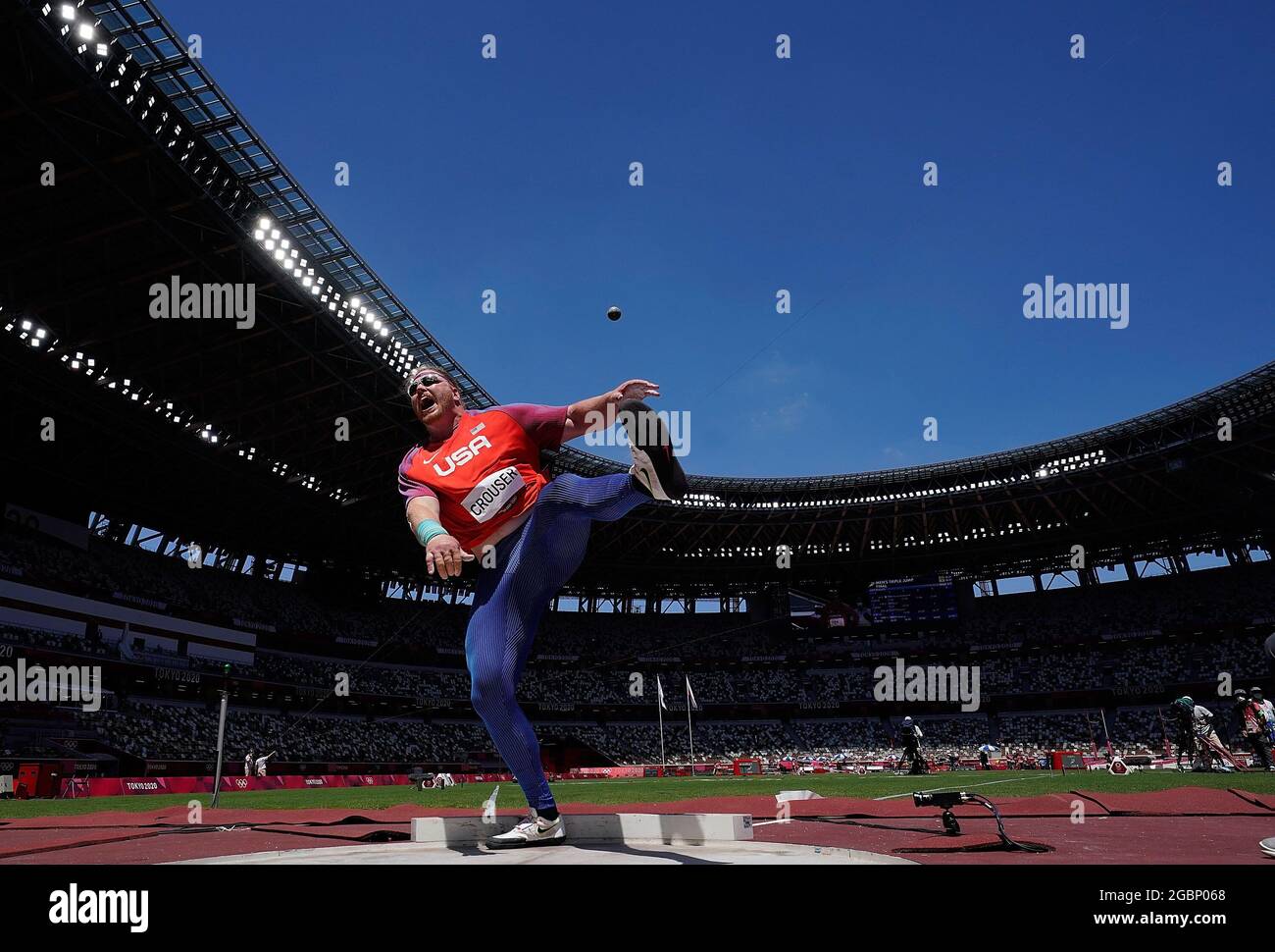 Tokyo, Japan. 5th Aug, 2021. Ryan Crouser of the United States competes ...