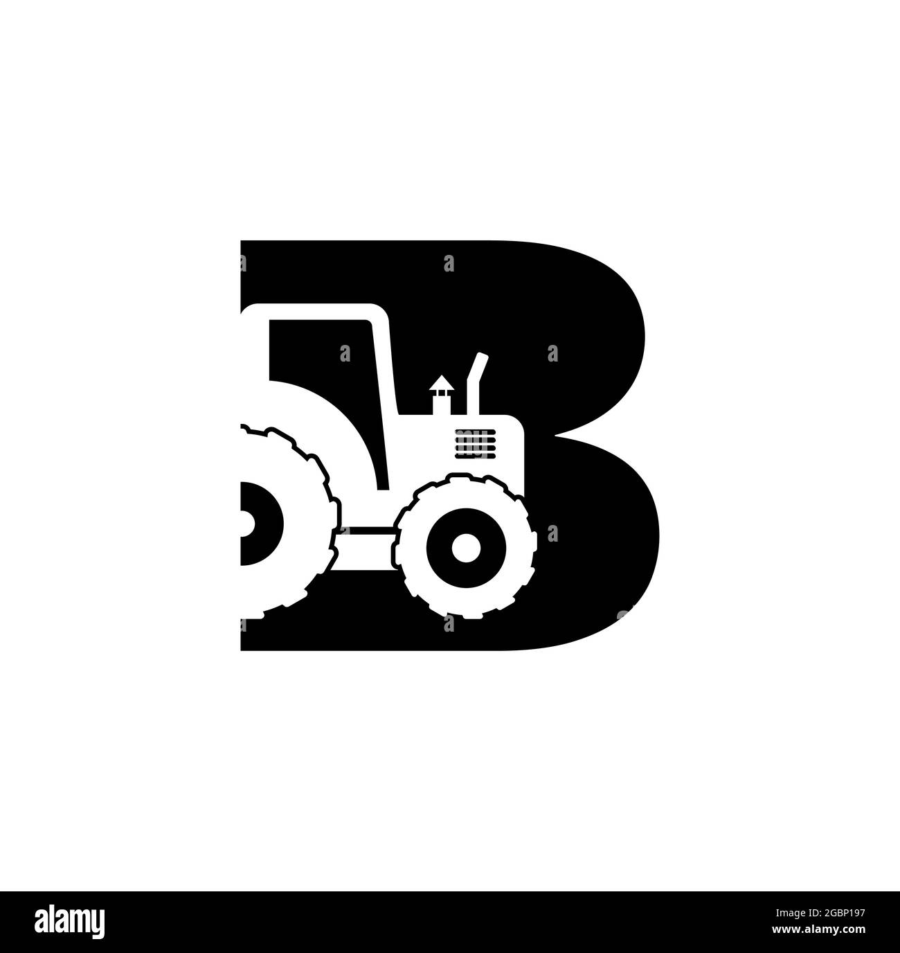 A Vector Illustration of Tractor Monogram Logo Initial Letter B Stock ...