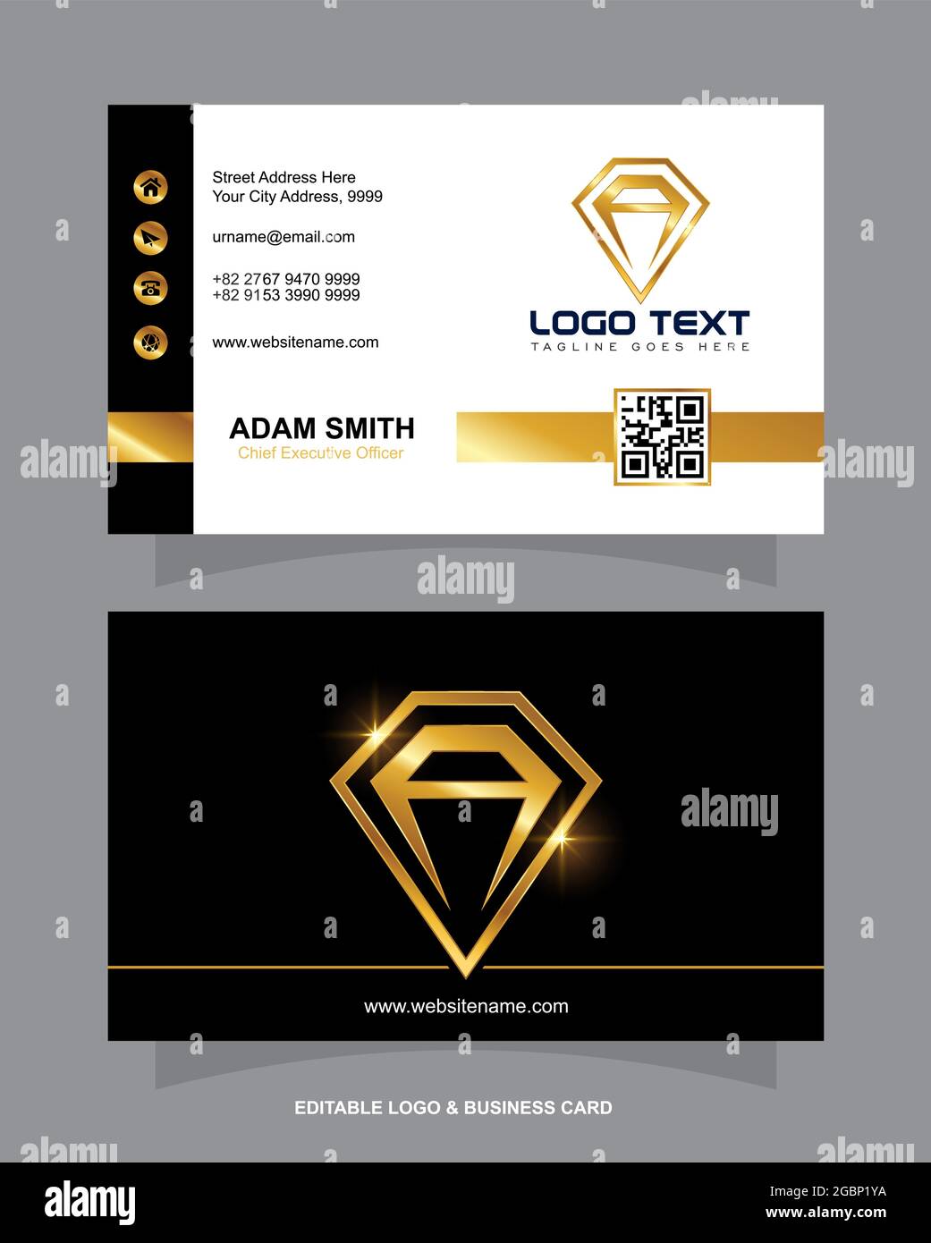A Vector Illustration of Diamond Logo and Business Card Stock Vector ...