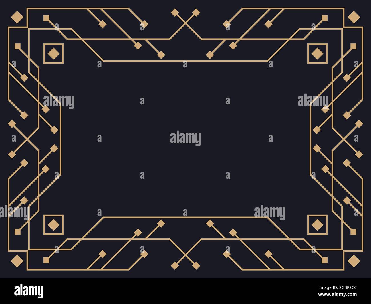 Art deco frame. Vintage linear border. Design a template for ...