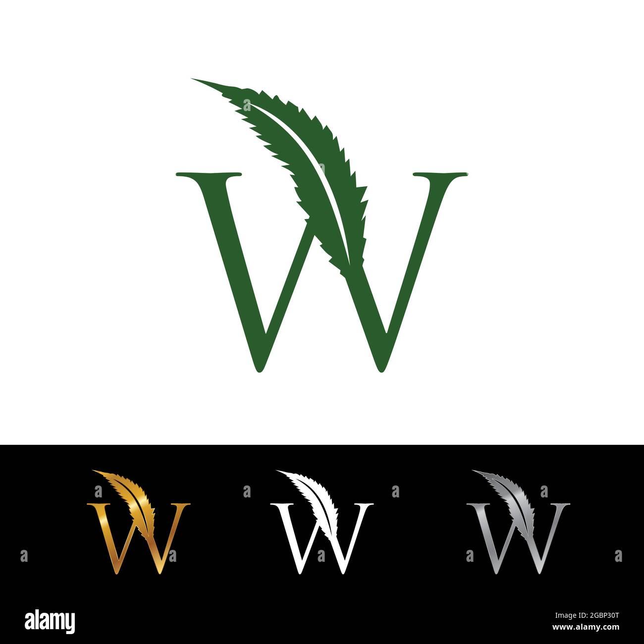 A Vector Illustration of cannabis leaf monogram initial letter W Stock ...