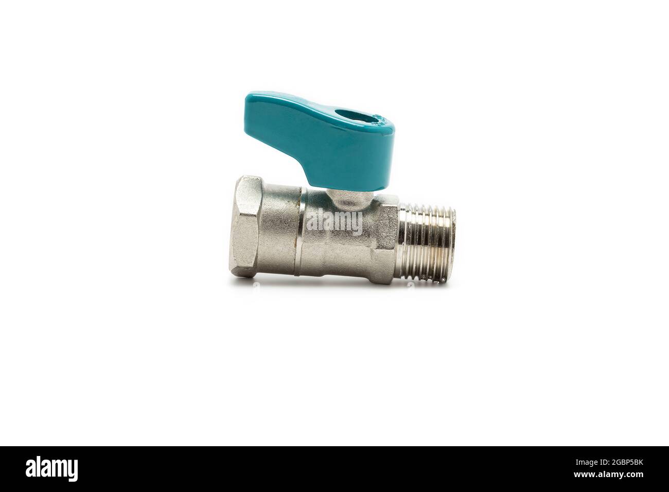 Mini ball valve with blue handle Isolated on white background Stock ...