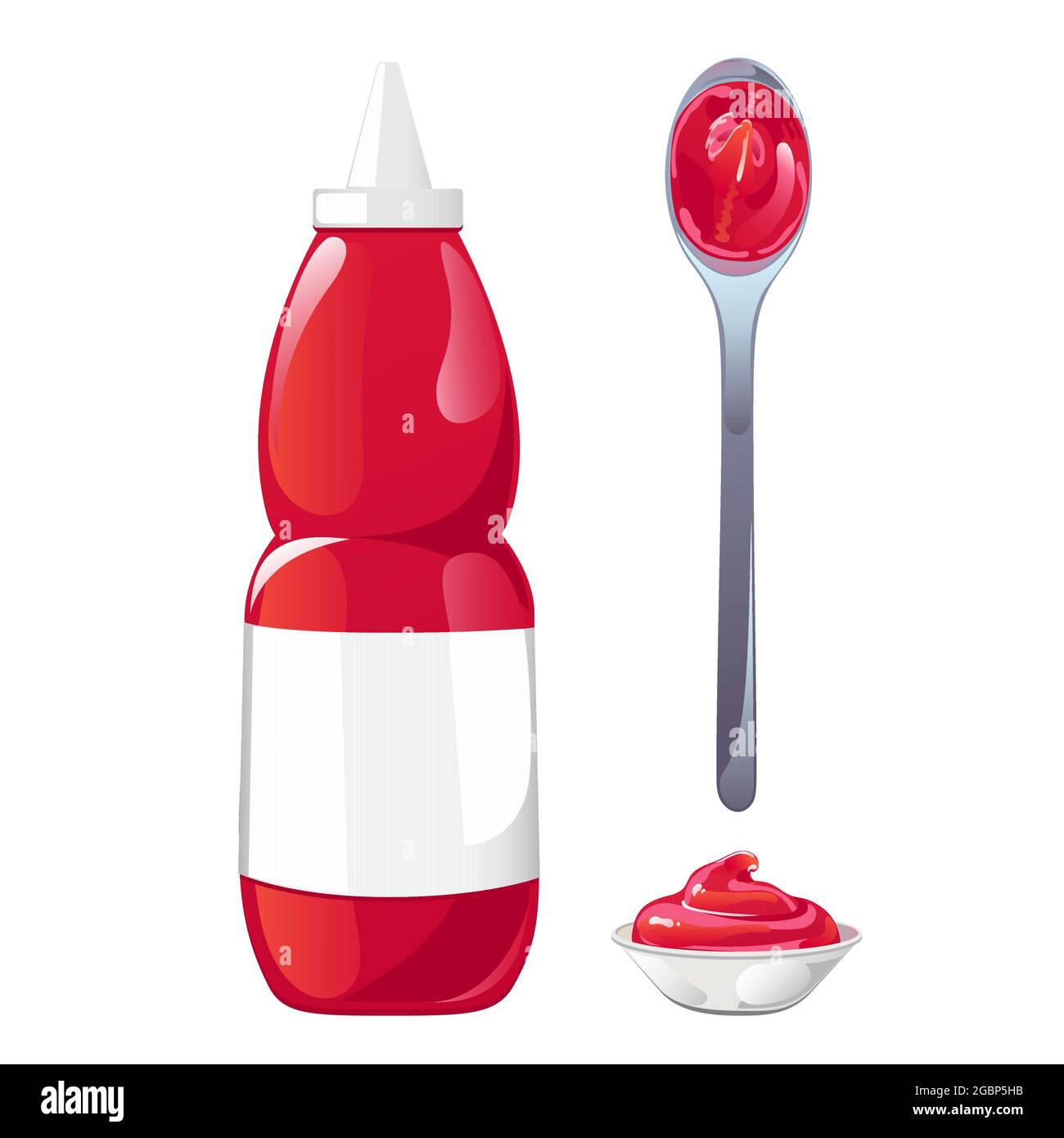 Tomato ketchup bottle. Red sauce container with white label isolated on ...