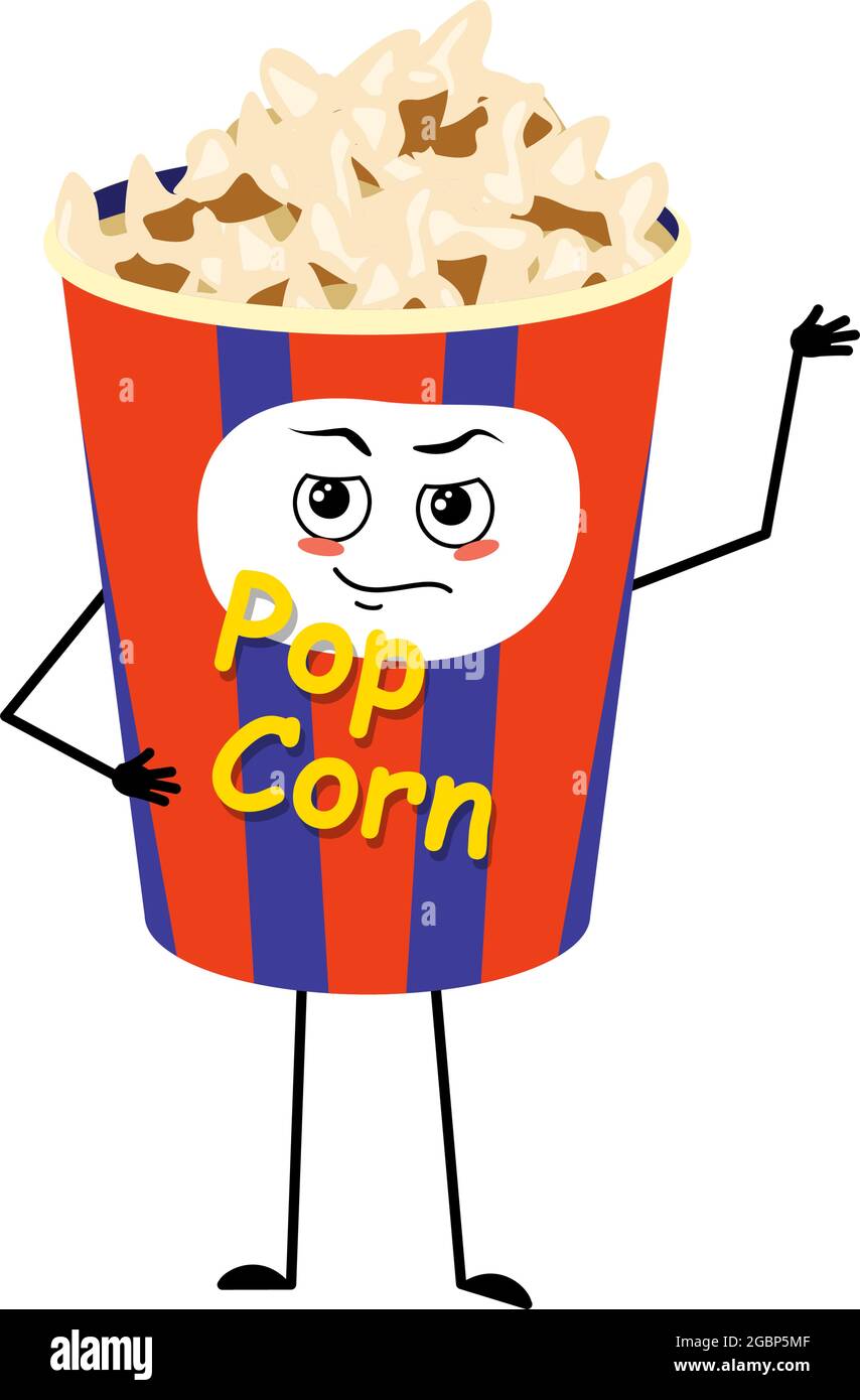 Cute popcorn character in a holiday box with emotions Stock Vector ...