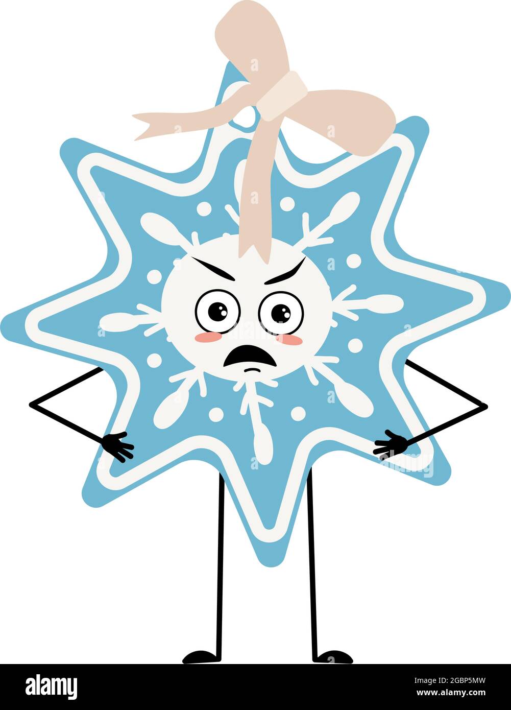 Cute Christmas snowflake with angry emotions Stock Vector Image & Art ...