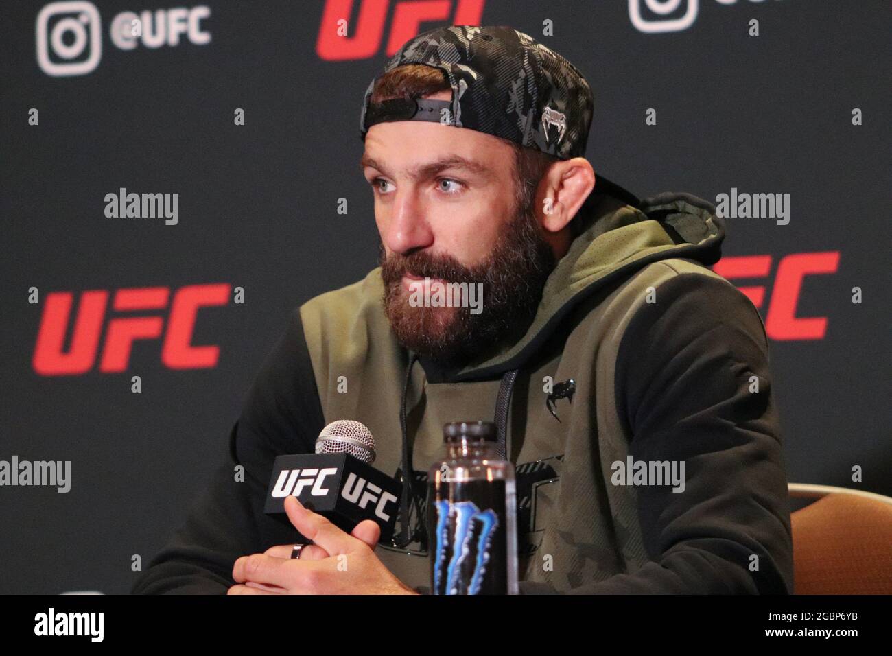 Michael Chiesa interacts with media during the UFC 265: Lewis vs Gane ...