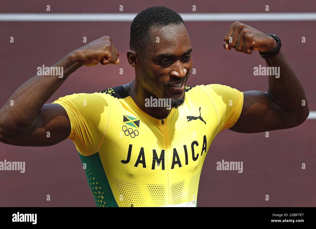 Tokyo, Japan. 05th Aug, 2021. Gold medalist Hansle Parchment of Jamaica ...