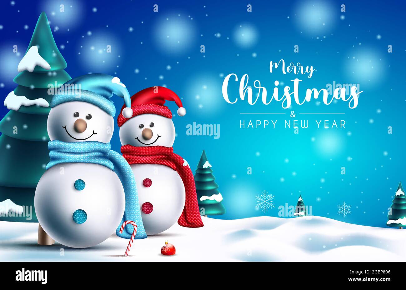 Christmas snowman vector design. Merry christmas greeting text with ...
