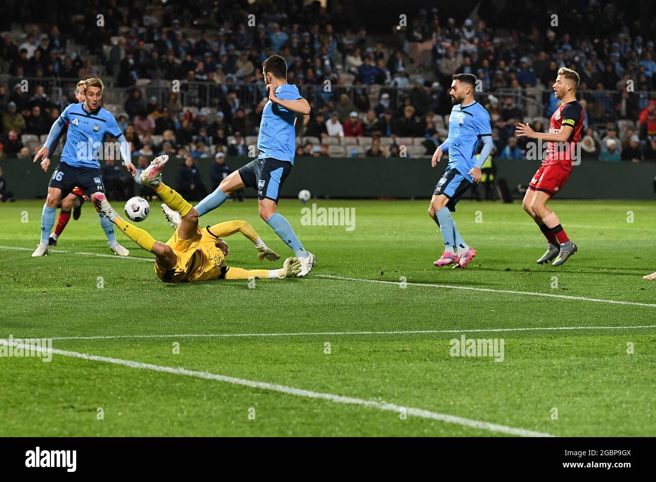 SYDNEY, AUSTRALIA - JUNE 19: Tom Heward-Belle of Sydney FC falls during ...
