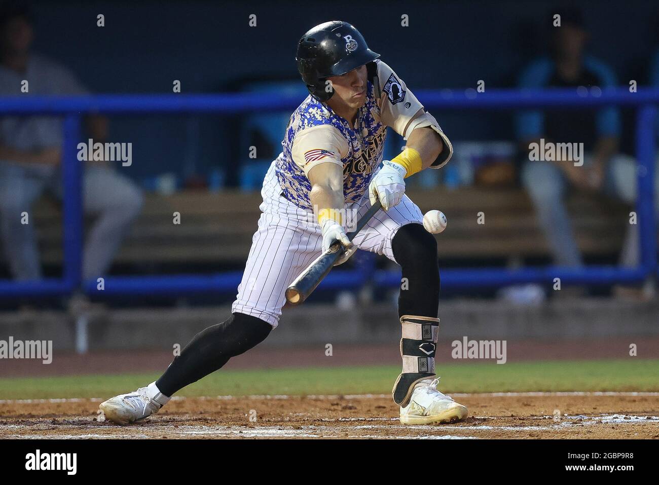 Biloxi, Mississippi, USA. 04th Aug, 2021. Biloxi Shuckers infielder Cam ...