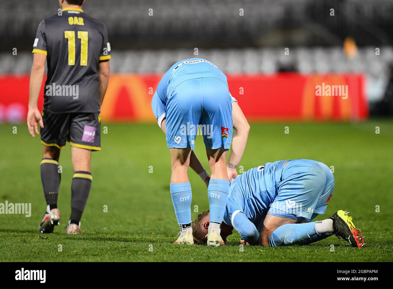 SYDNEY, AUSTRALIA - JUNE 20: Nathaniel Atkinson of Melbourne City gets ...