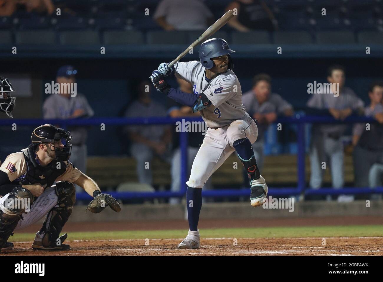 Aug 04, 2021: Pensacola Blue Wahoos infielder Demetrius Sims (9) at bat ...
