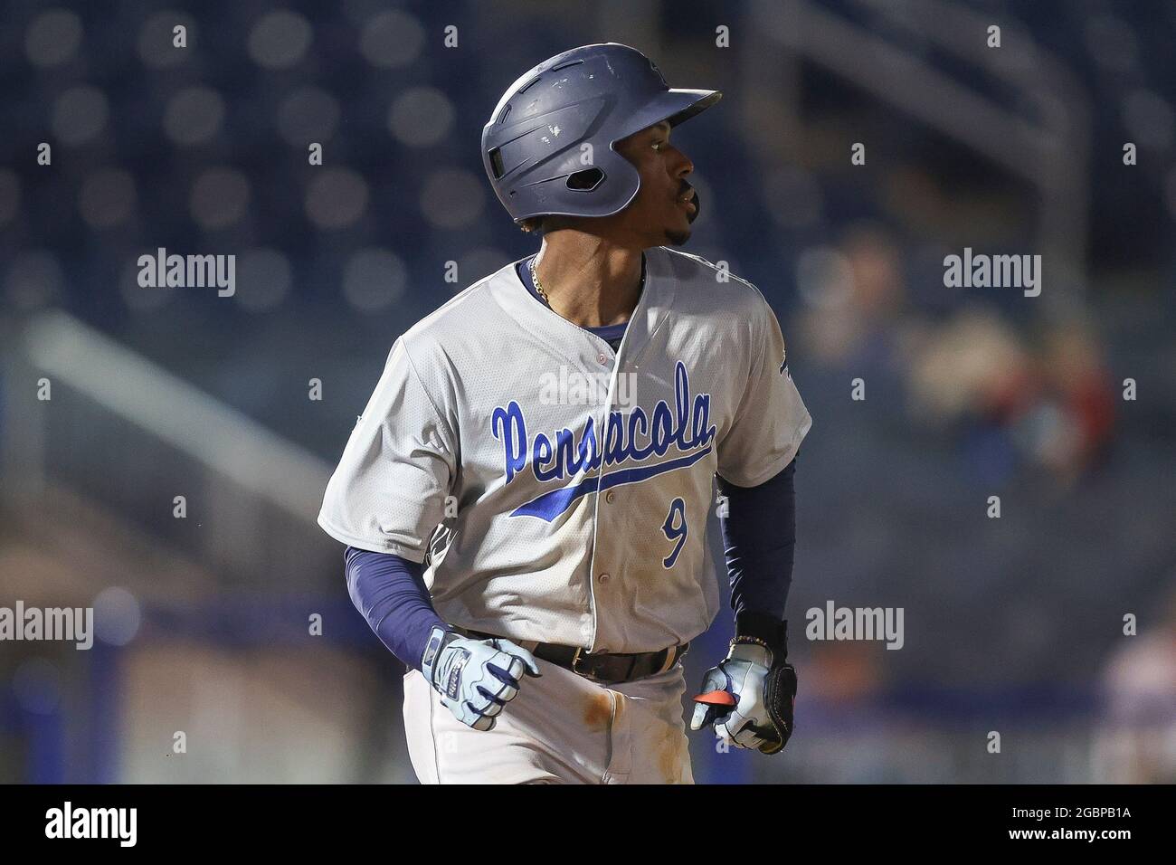 Aug 04, 2021: Pensacola Blue Wahoos infielder Demetrius Sims (9) during ...