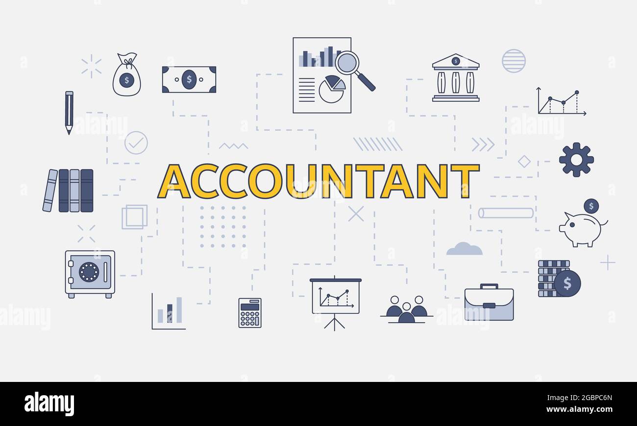 business accountant concept with icon set with big word or text on ...