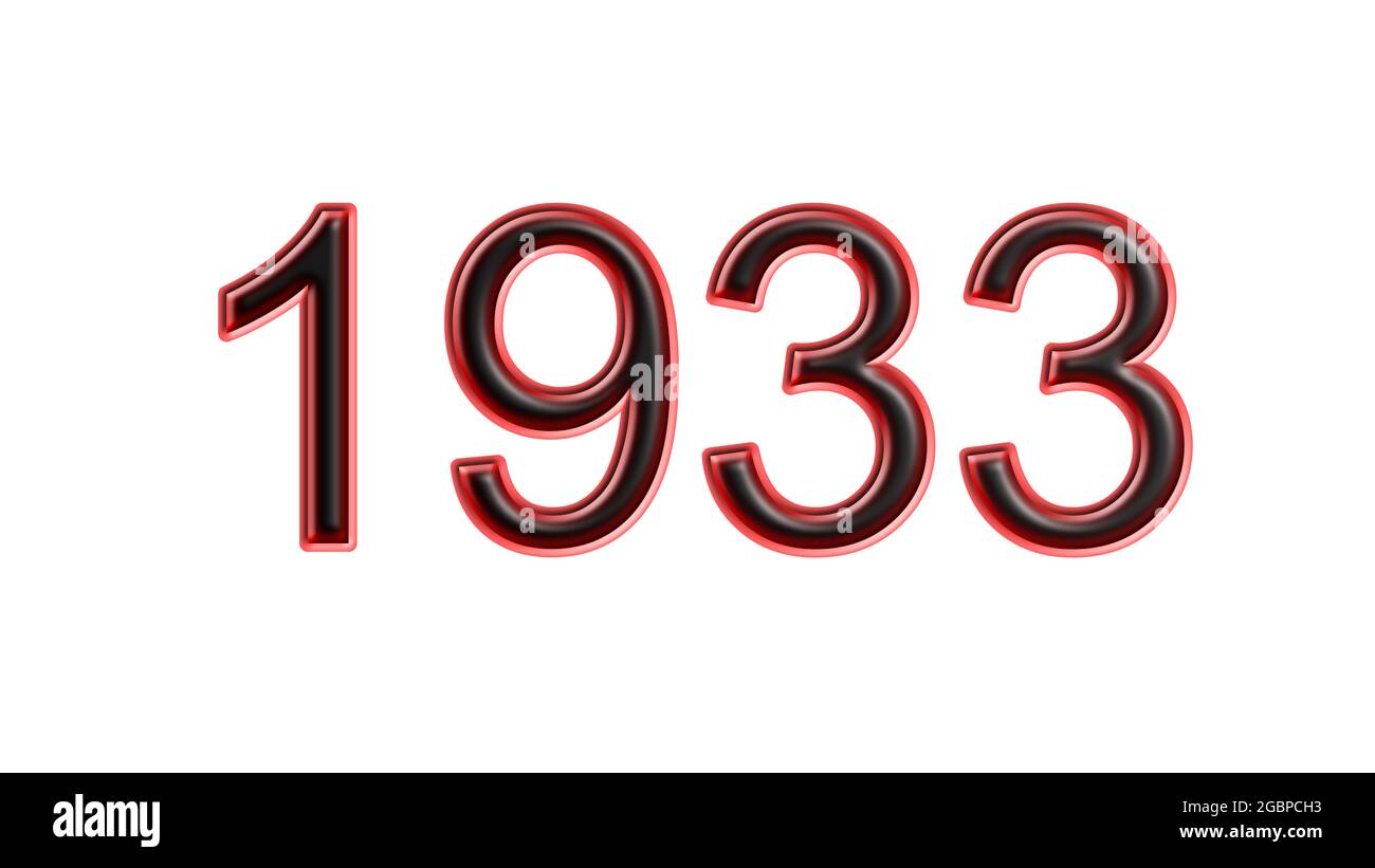 red 1933 number 3d effect white background Stock Photo - Alamy