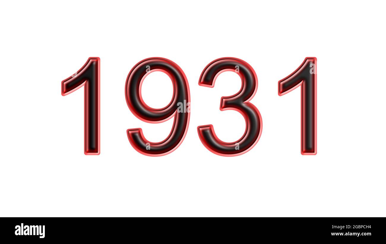 red 1931 number 3d effect white background Stock Photo - Alamy